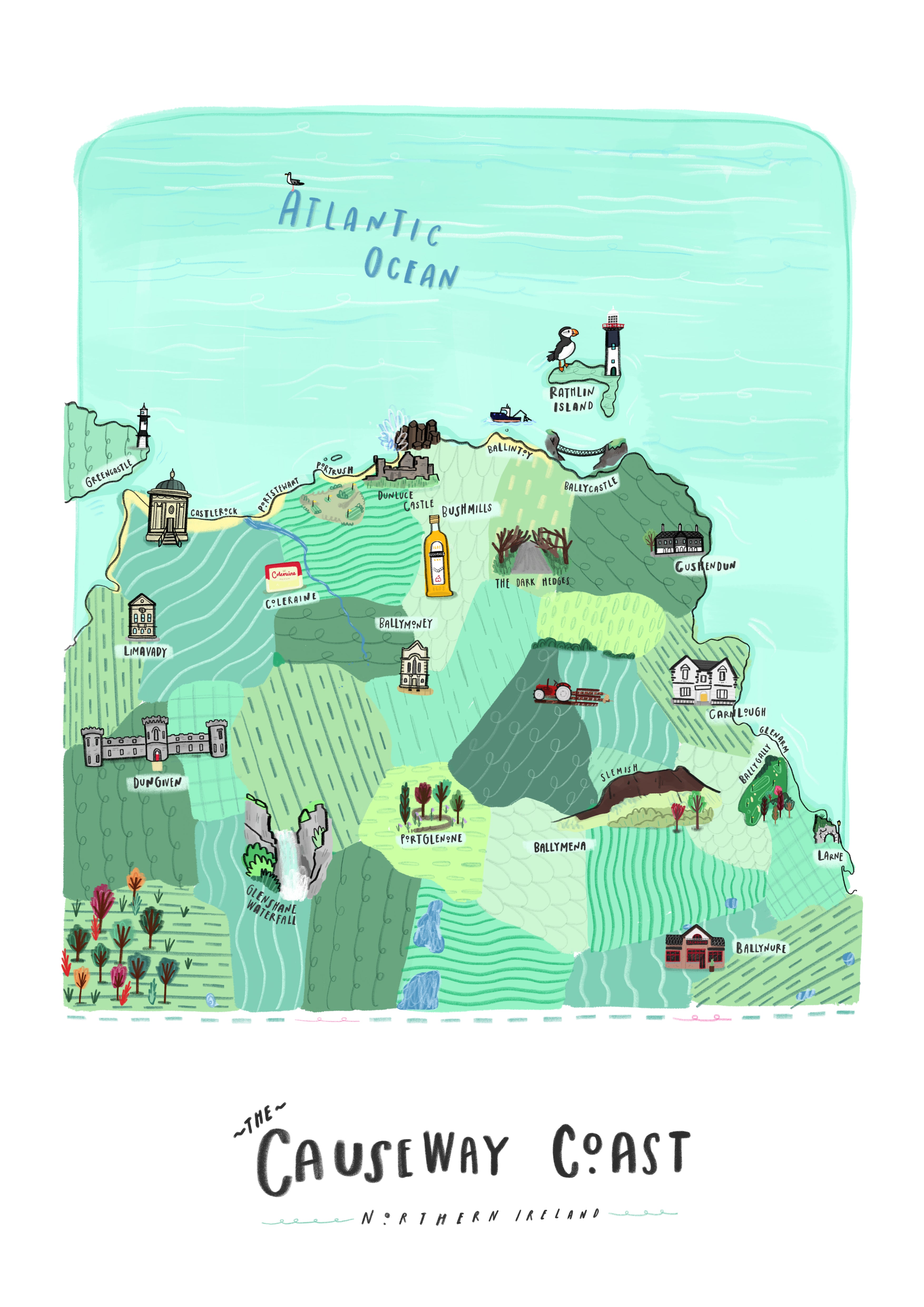 Giant's Causeway Northern Ireland Art Map – PeterPaintsPictures